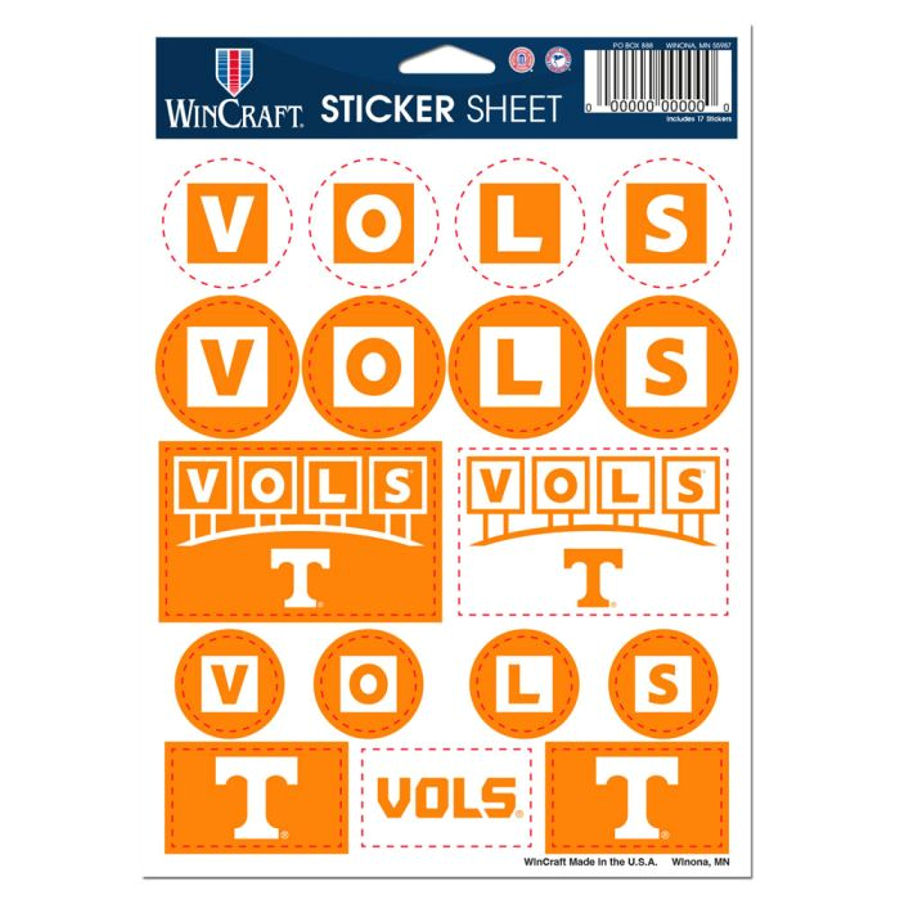 University Of Tennessee Volunteers VOLS - 5x7 Sticker Sheet at Sticker ...