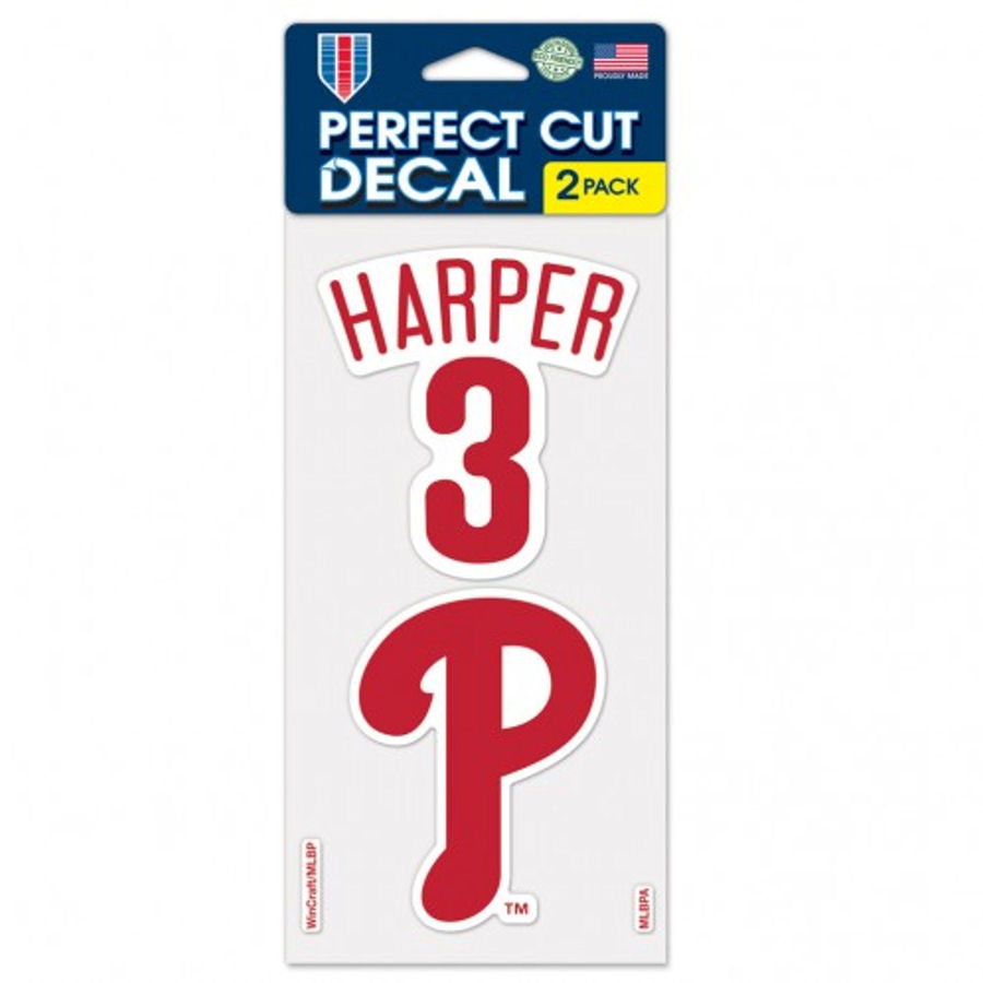 Bryce Harper #3 Philadelphia Phillies - Set of Two 4x4 Die Cut Decals ...