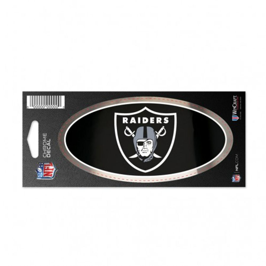 Oakland Raiders - 3x7 Oval Chrome Decal at Sticker Shoppe
