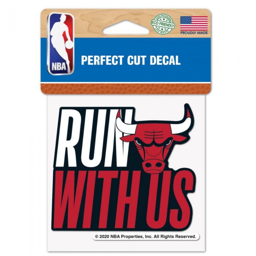 Chicago Bulls Run With Us Slogan - 4x4 Die Cut Decal at Sticker Shoppe