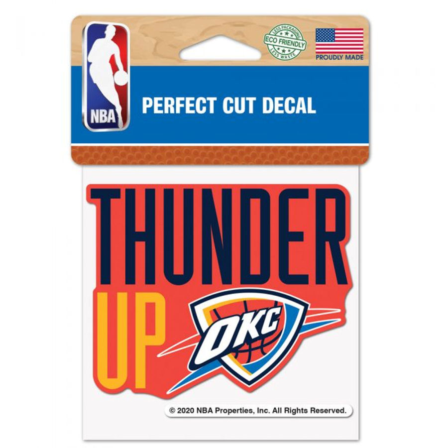 Oklahoma Thunder Thunder Up Slogan - 4x4 Die Cut Decal at Sticker Shoppe