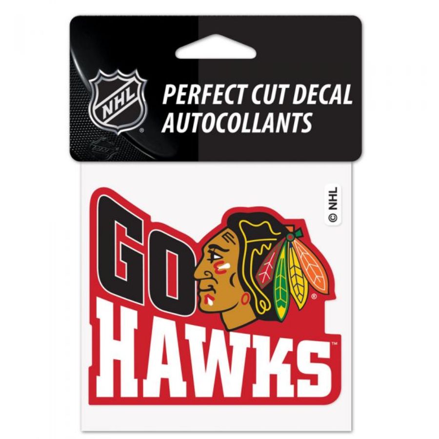 Chicago Blackhawks Go Hawks Slogan - 4x4 Die Cut Decal at Sticker Shoppe