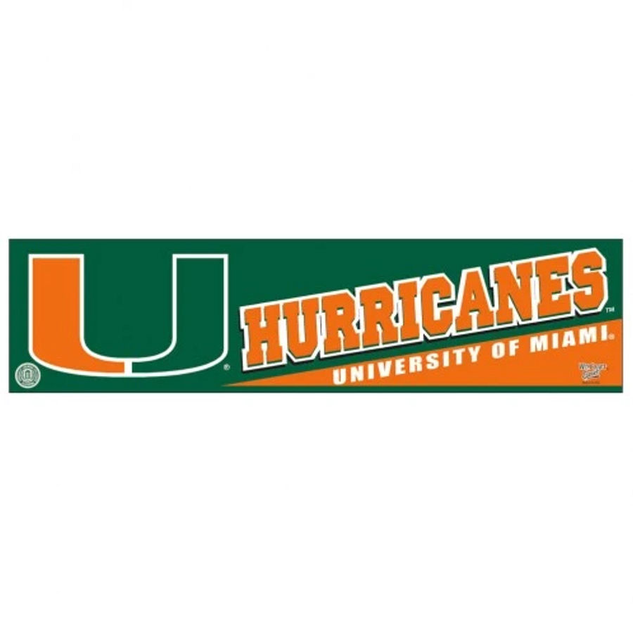 University Of Miami Hurricanes - 3x12 Bumper Sticker Strip at Sticker ...