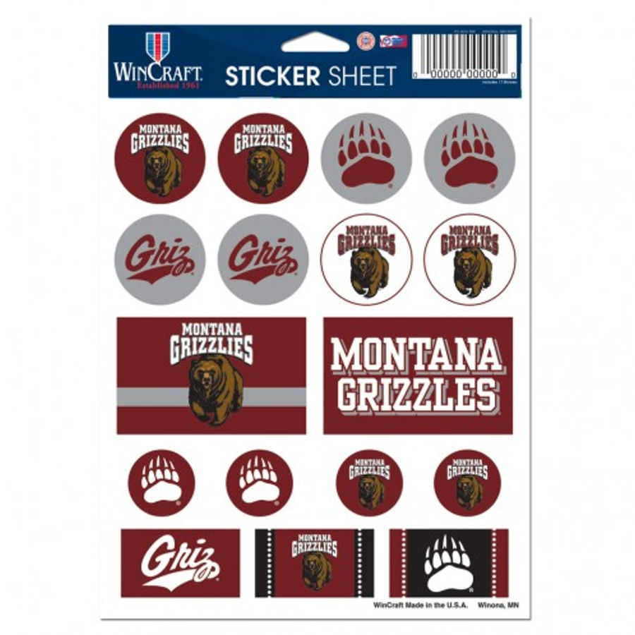University Of Montana Grizzlies - 5x7 Sticker Sheet at Sticker Shoppe