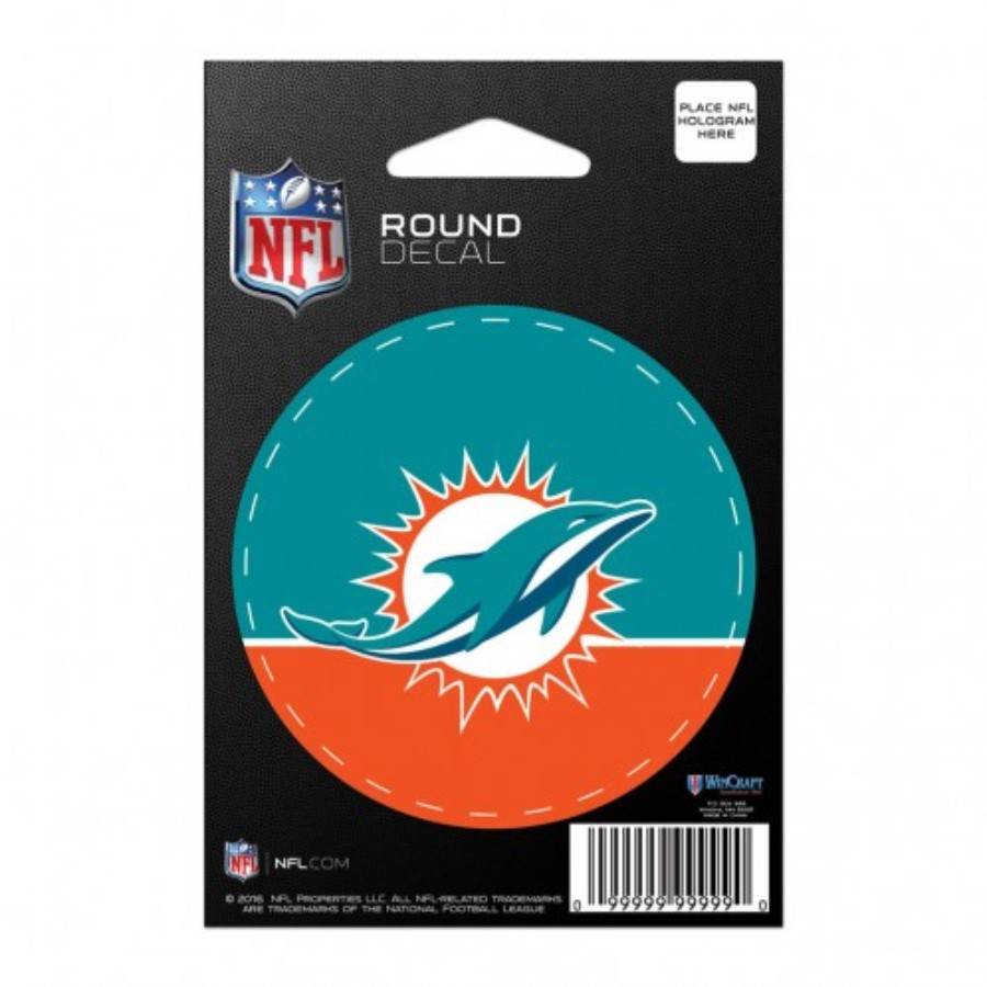 Miami Dolphins - 3x3 Round Vinyl Sticker at Sticker Shoppe