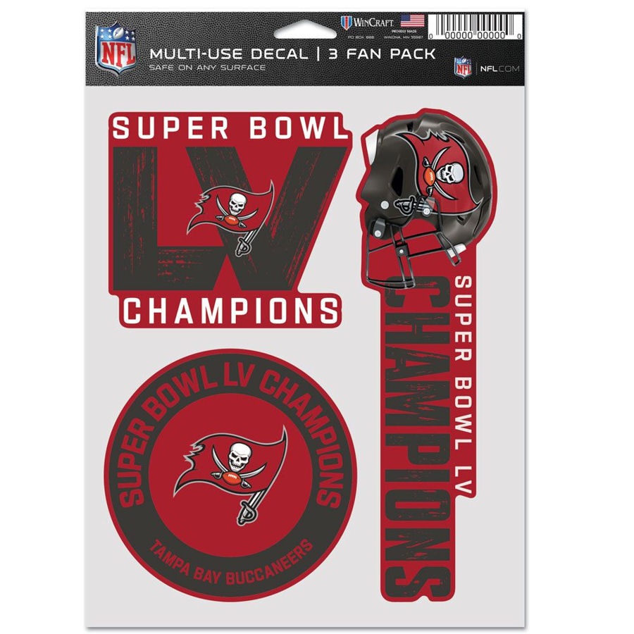 Tampa Bay Buccaneers 2021 Super Bowl Champions - Set Of 3 Sticker Sheet ...