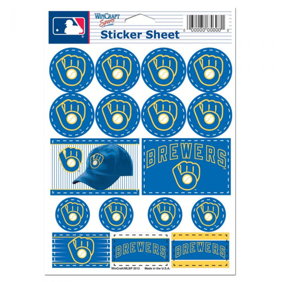 Milwaukee Brewers Retro Sticker Sheet 5 x 7 at Sticker Shoppe