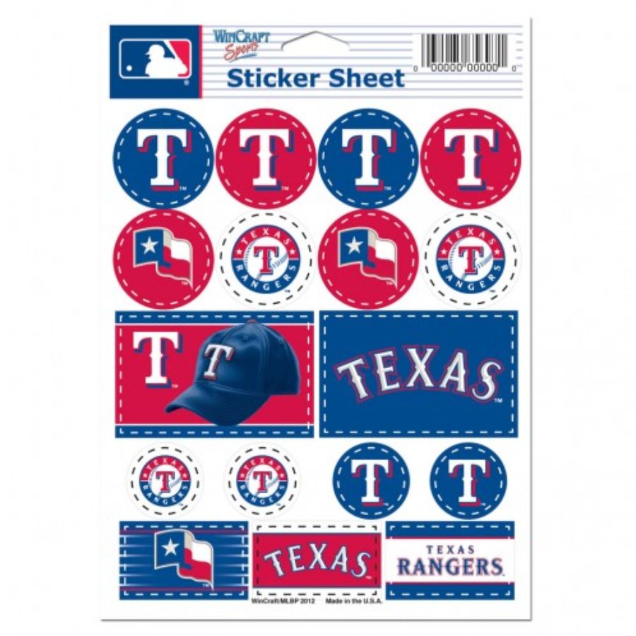 Texas Rangers - 5x7 Sticker Sheet at Sticker Shoppe