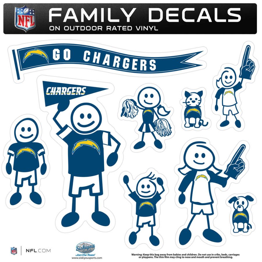 Los Angeles Chargers - Set Of 9 Family Sticker Sheet at Sticker Shoppe