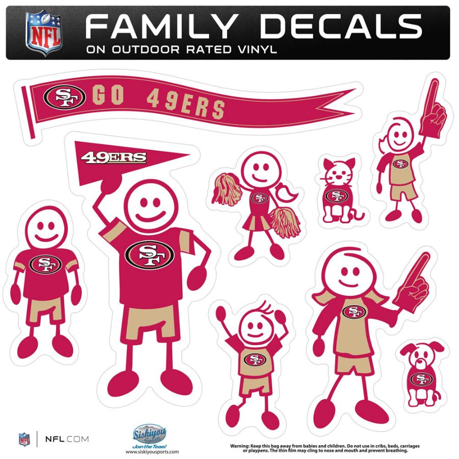 San Francisco 49ers - Set Of 9 Family Sticker Sheet at Sticker Shoppe