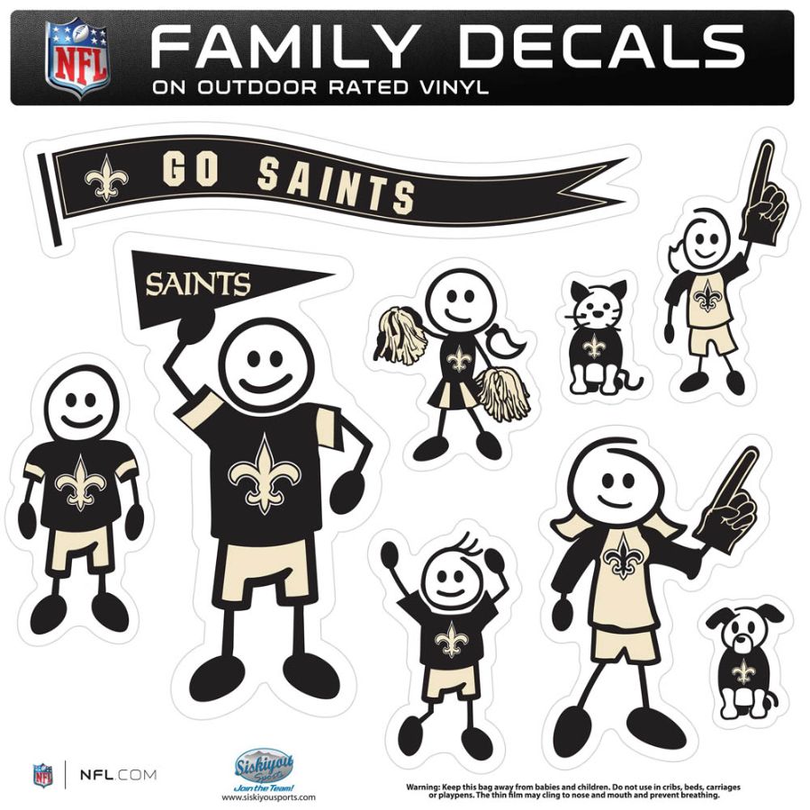 New Orleans Saints - Set Of 9 Family Sticker Sheet at Sticker Shoppe