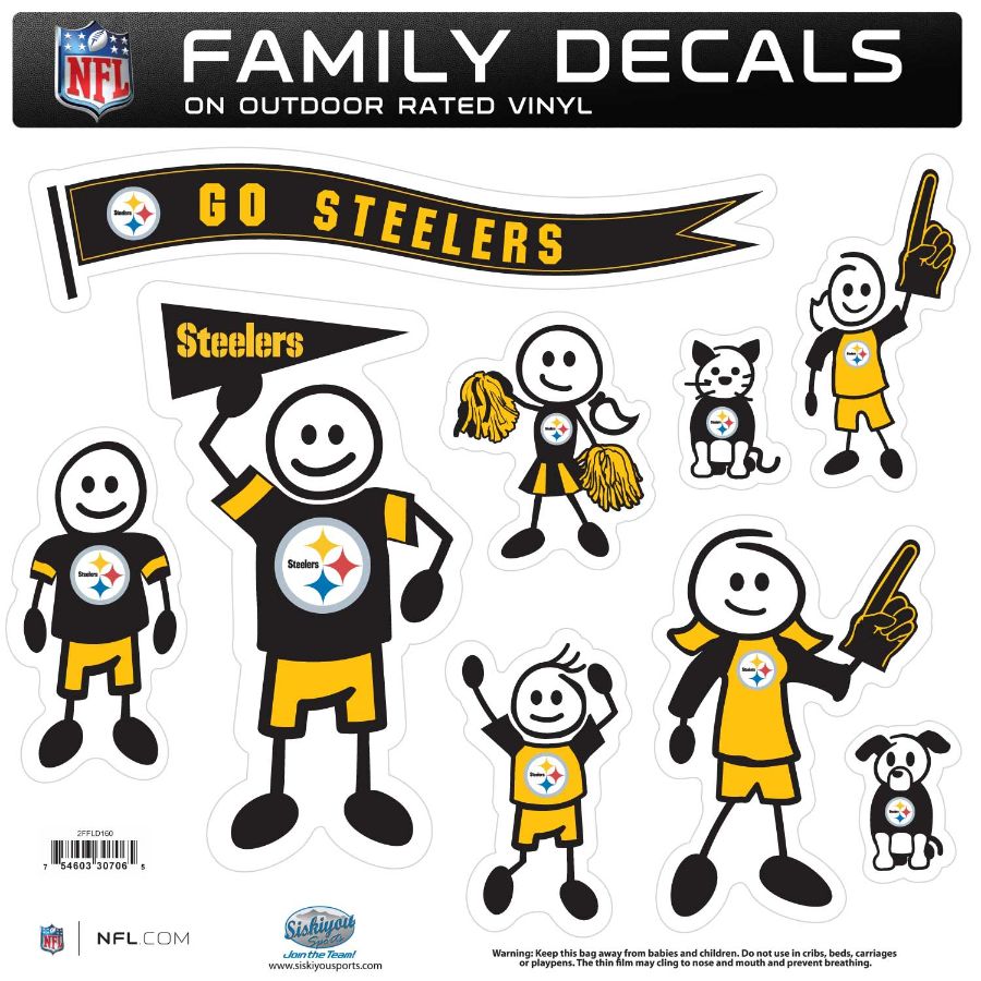 Pittsburgh Steelers - Set Of 9 Family Sticker Sheet at Sticker Shoppe
