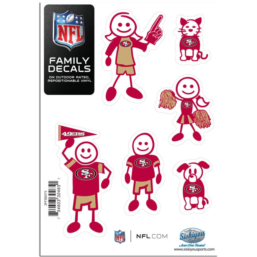 San Francisco 49ers - Set Of 6 Family Sticker Sheet at Sticker Shoppe