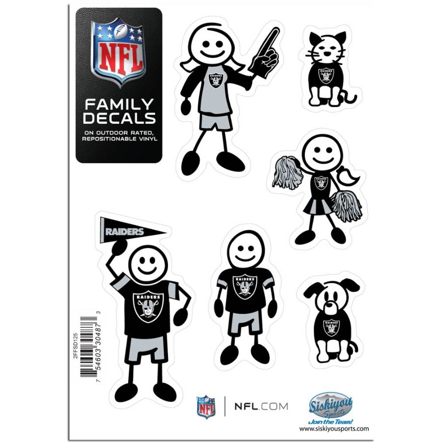 Oakland Raiders - Set Of 6 Family Sticker Sheet at Sticker Shoppe