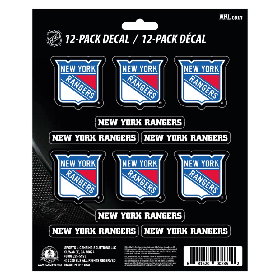 New York Rangers - Set Of 12 Sticker Sheet at Sticker Shoppe