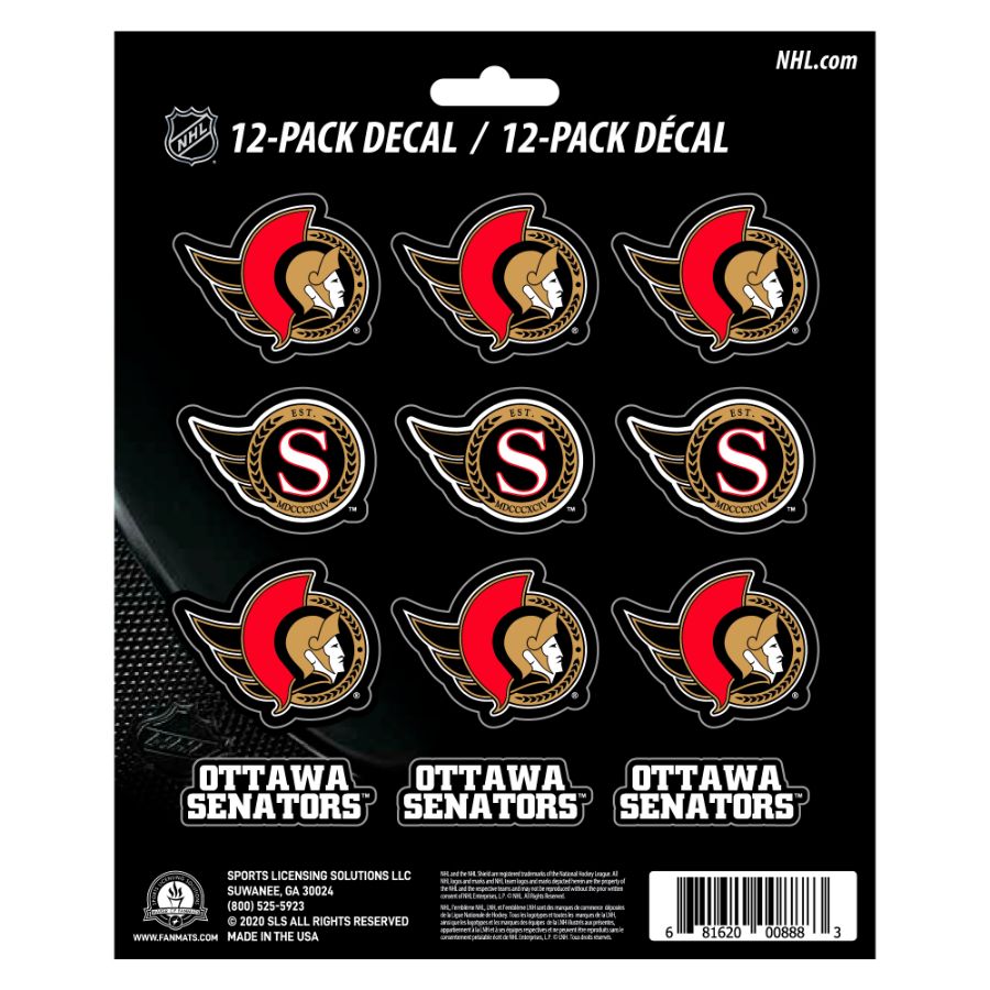 Ottawa Senators - Set Of 12 Sticker Sheet at Sticker Shoppe