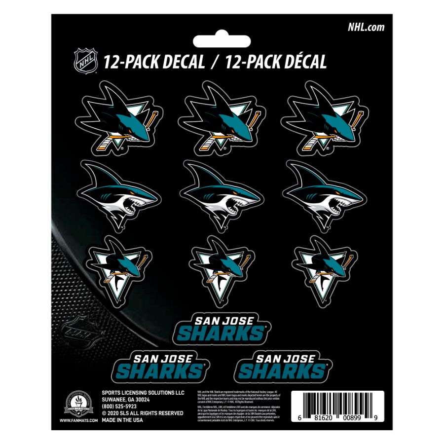 San Jose Sharks - Set Of 12 Sticker Sheet at Sticker Shoppe