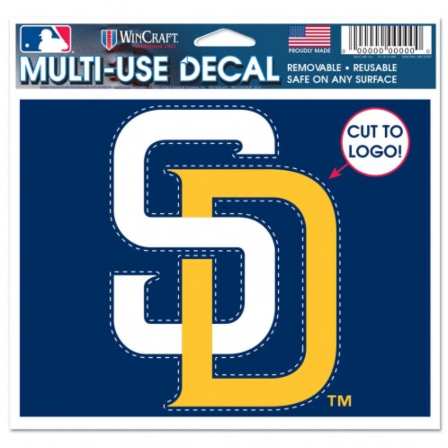 San Diego Padres White & Yellow Script - 4.5x5.75 Die Cut Multi Use ...