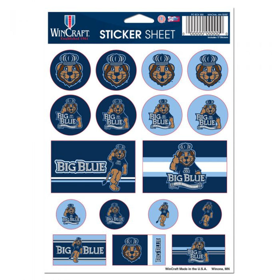 Old Dominion University Monarchs - 5x7 Sticker Sheet at Sticker Shoppe