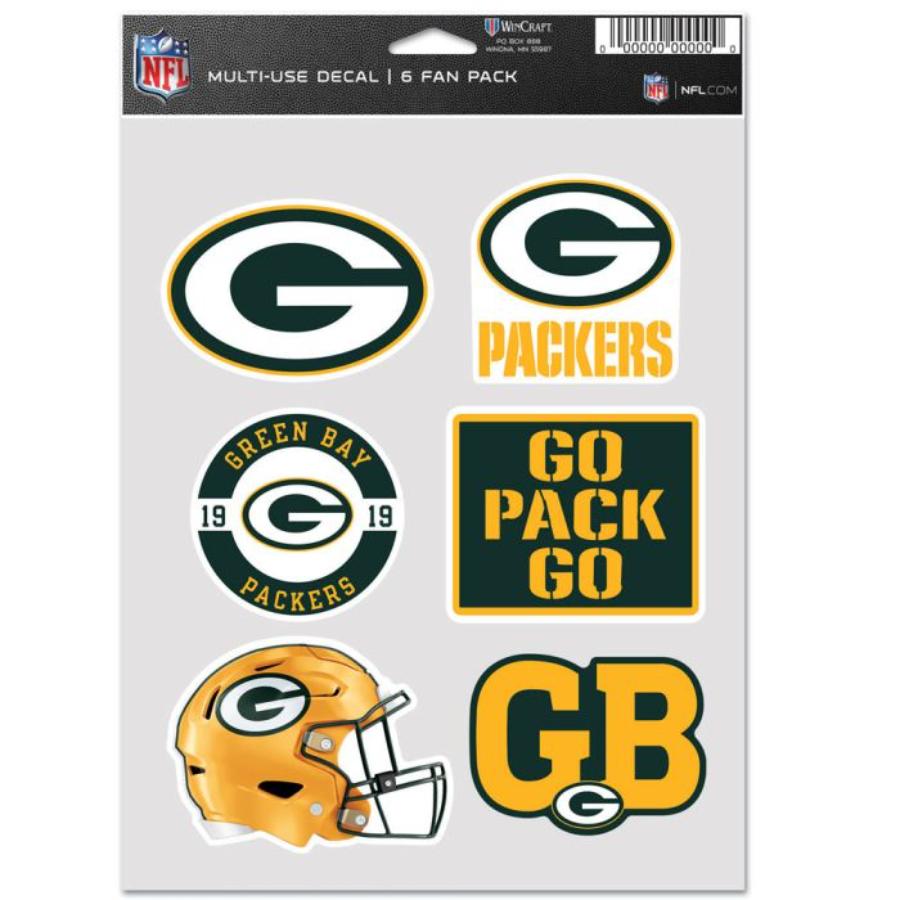 Green Bay Packers - Sheet Of 6 Vinyl Stickers at Sticker Shoppe