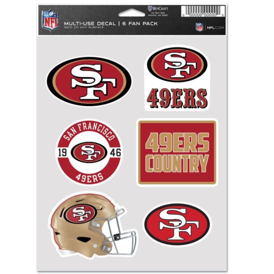 San Francisco 49ers - Sheet Of 6 Vinyl Stickers at Sticker Shoppe