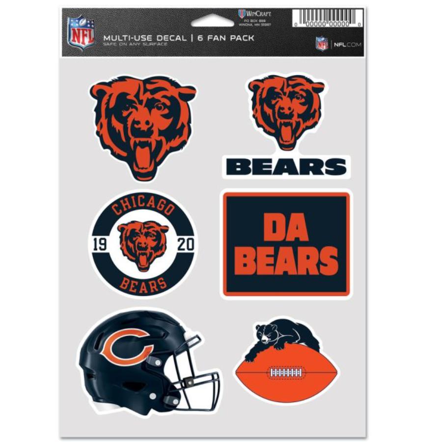 Chicago Bears - Sheet Of 6 Vinyl Stickers at Sticker Shoppe