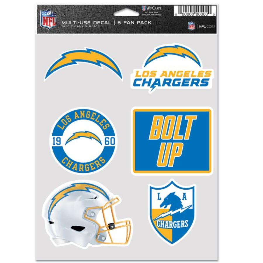 Los Angeles Chargers - Sheet Of 6 Vinyl Stickers at Sticker Shoppe