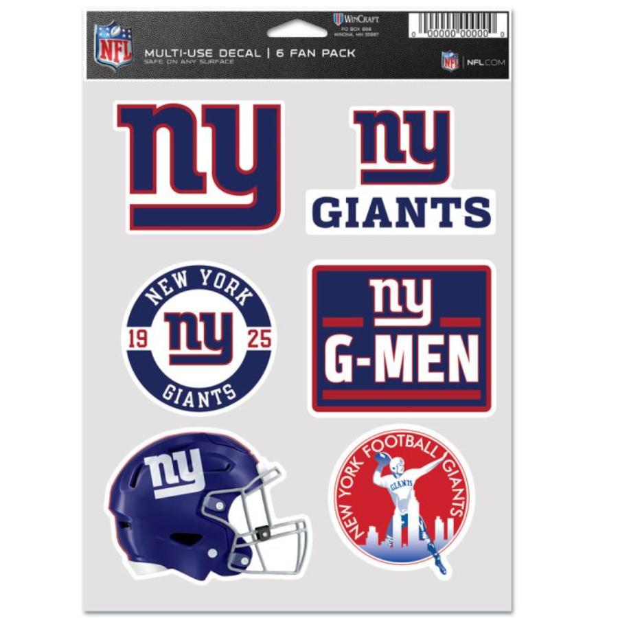 New York Giants - Sheet Of 6 Vinyl Stickers at Sticker Shoppe