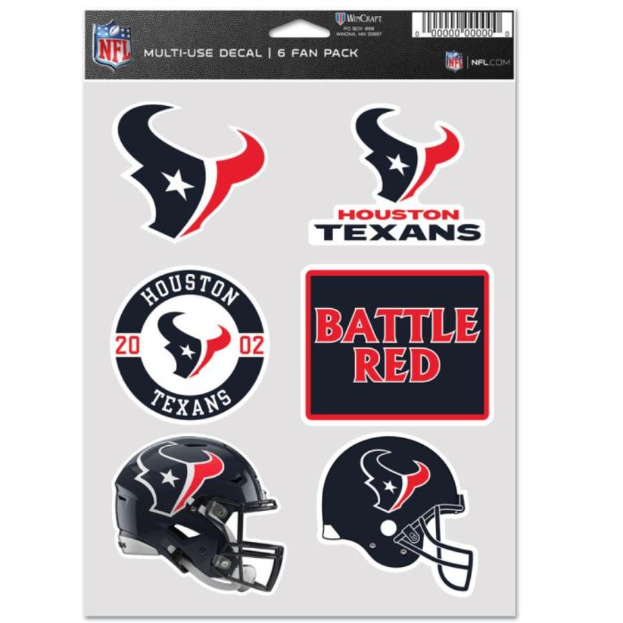 Houston Texans - Sheet Of 6 Vinyl Stickers at Sticker Shoppe