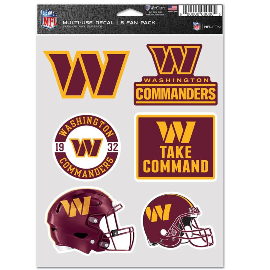 Washington Commanders - Sheet Of 6 Vinyl Stickers at Sticker Shoppe
