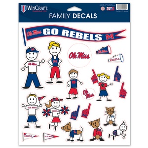 University Of Mississippi Ole Miss Rebels - 8.5x11 Family Sticker Sheet ...