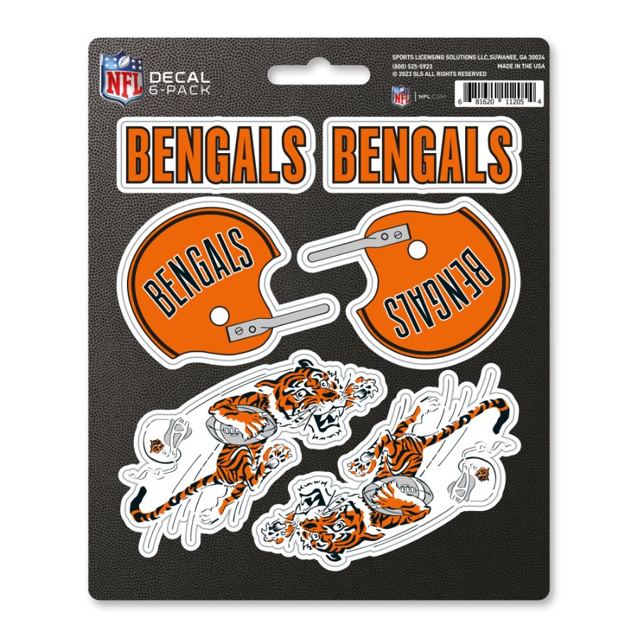 Cincinnati Bengals Retro Vintage - Set Of 6 Sticker Sheet at Sticker Shoppe