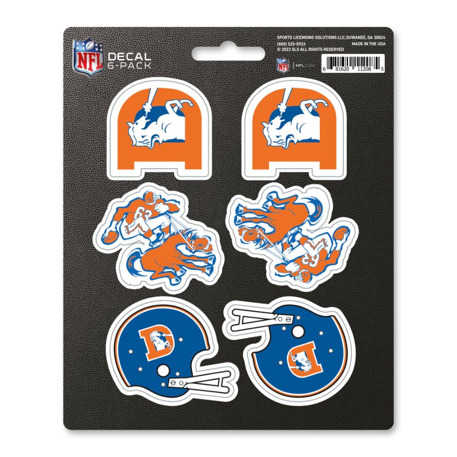 Denver Broncos Retro Vintage Sticker Sheet of 6 at Sticker Shoppe