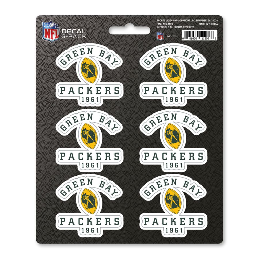 Green Bay Packers Retro Vintage - Set Of 6 Sticker Sheet at Sticker Shoppe