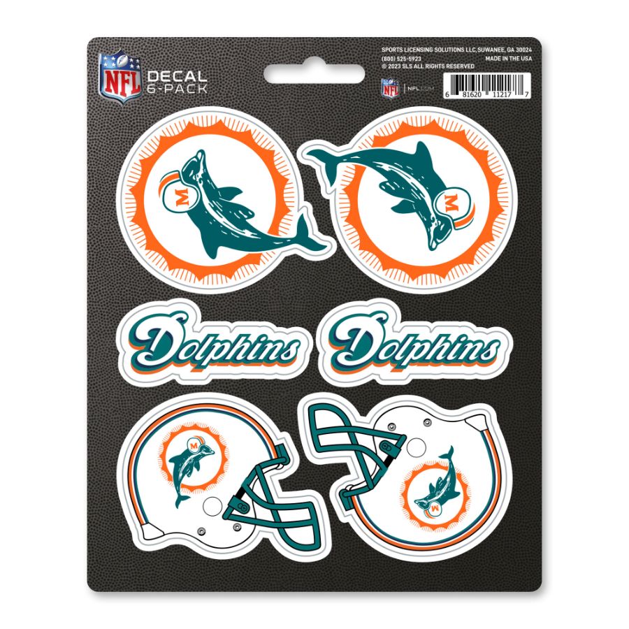 Miami Dolphins Retro Vintage - Set Of 6 Sticker Sheet at Sticker Shoppe