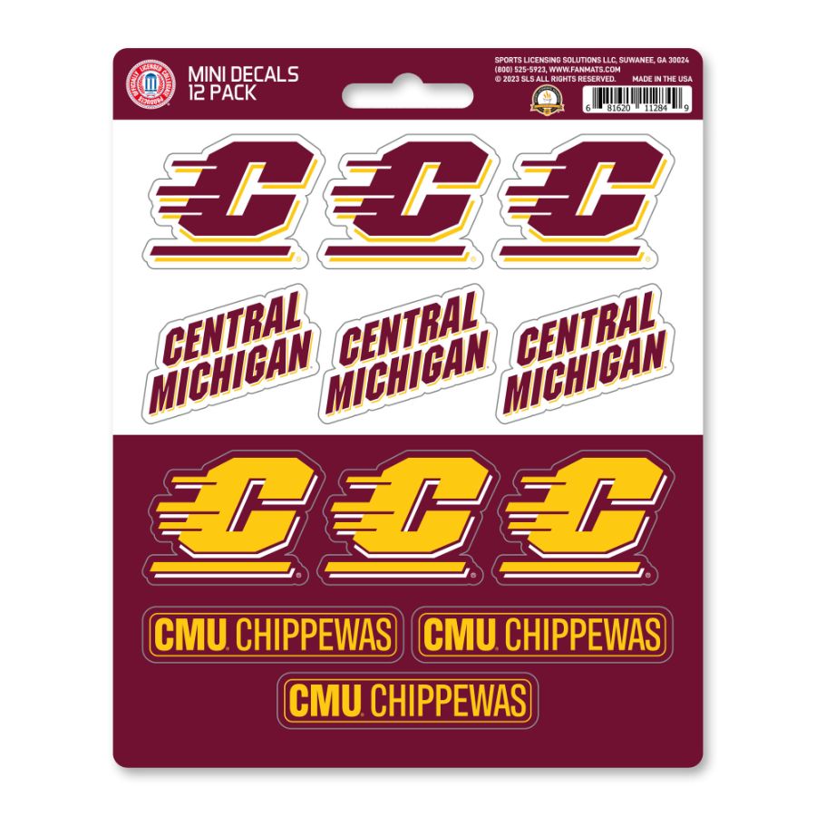 Central Michigan University Chippewas - Set Of 12 Sticker Sheet at ...