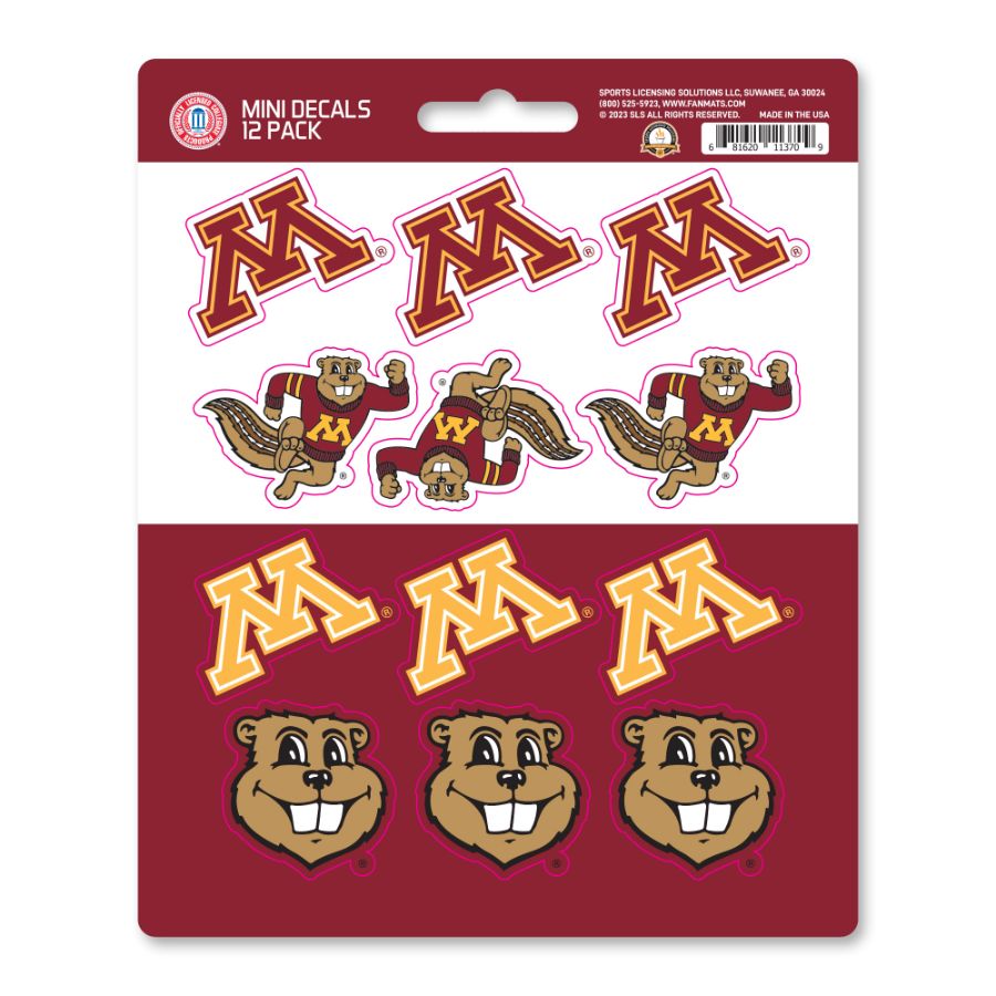University Of Minnesota Golden Gophers - Set Of 12 Sticker Sheet at ...