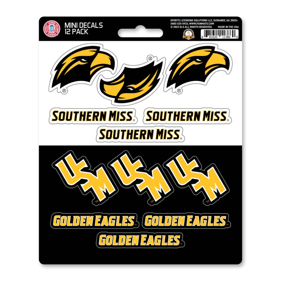 University Of Southern Mississippi Golden Eagles - Set Of 12 Sticker Sheet at Sticker Shoppe