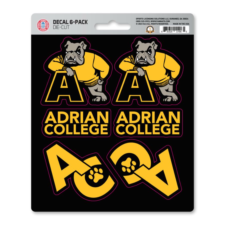 Adrian College Bulldogs - Set Of 6 Sticker Sheet at Sticker Shoppe