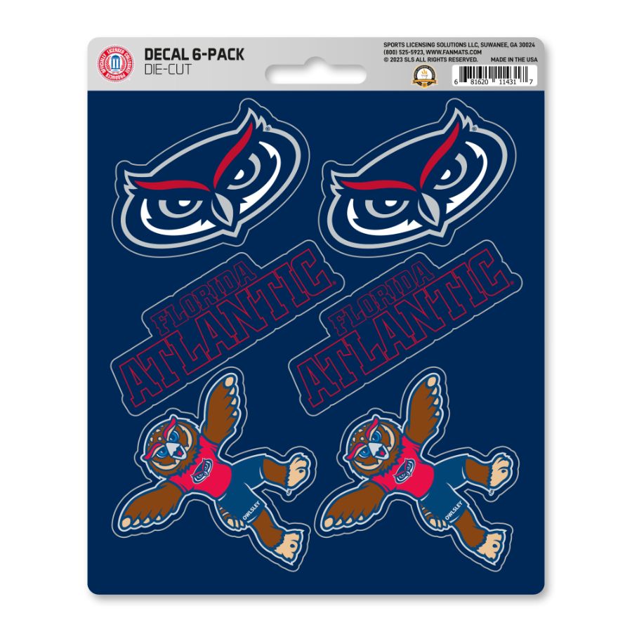 Florida Atlantic University Owls - Set Of 6 Sticker Sheet at Sticker Shoppe
