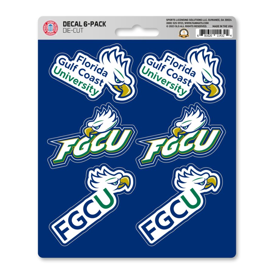 Florida Gulf Coast University Eagles - Set Of 6 Sticker Sheet at ...
