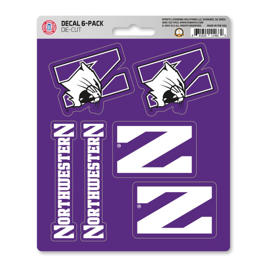 Northwestern University Wildcats - Set Of 6 Sticker Sheet at Sticker Shoppe