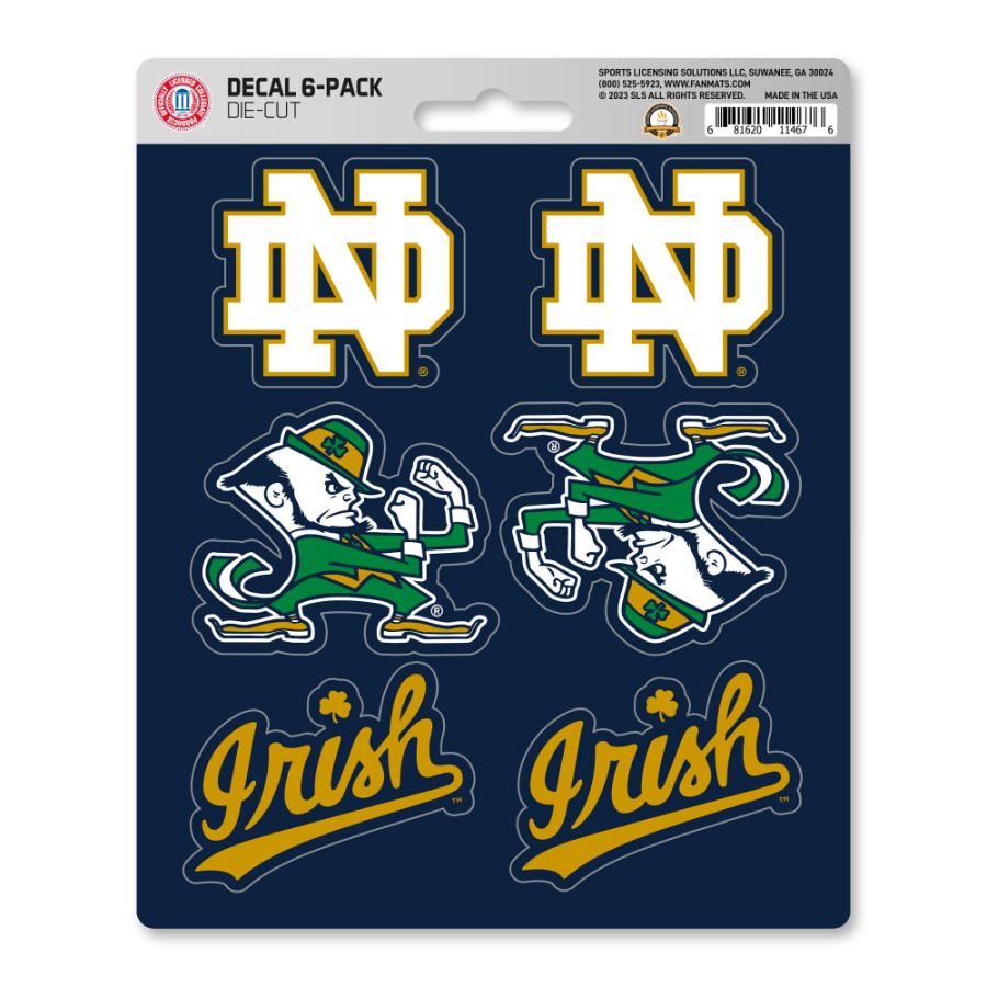 University Of Notre Dame Fighting Irish - Set Of 6 Sticker Sheet at ...