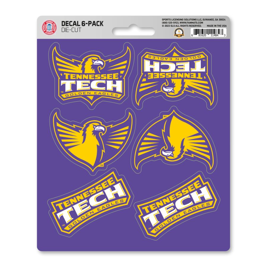 Tennessee Technological University Golden Eagles - Set Of 6 Sticker ...