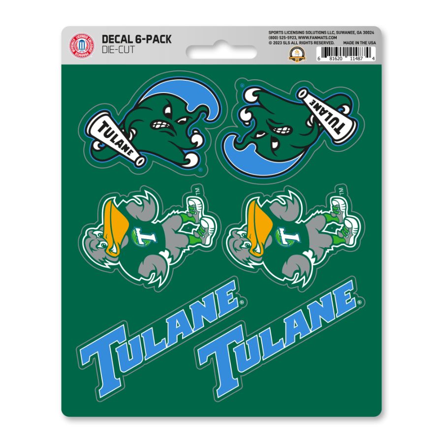 Tulane University Green Wave - Set Of 6 Sticker Sheet at Sticker Shoppe