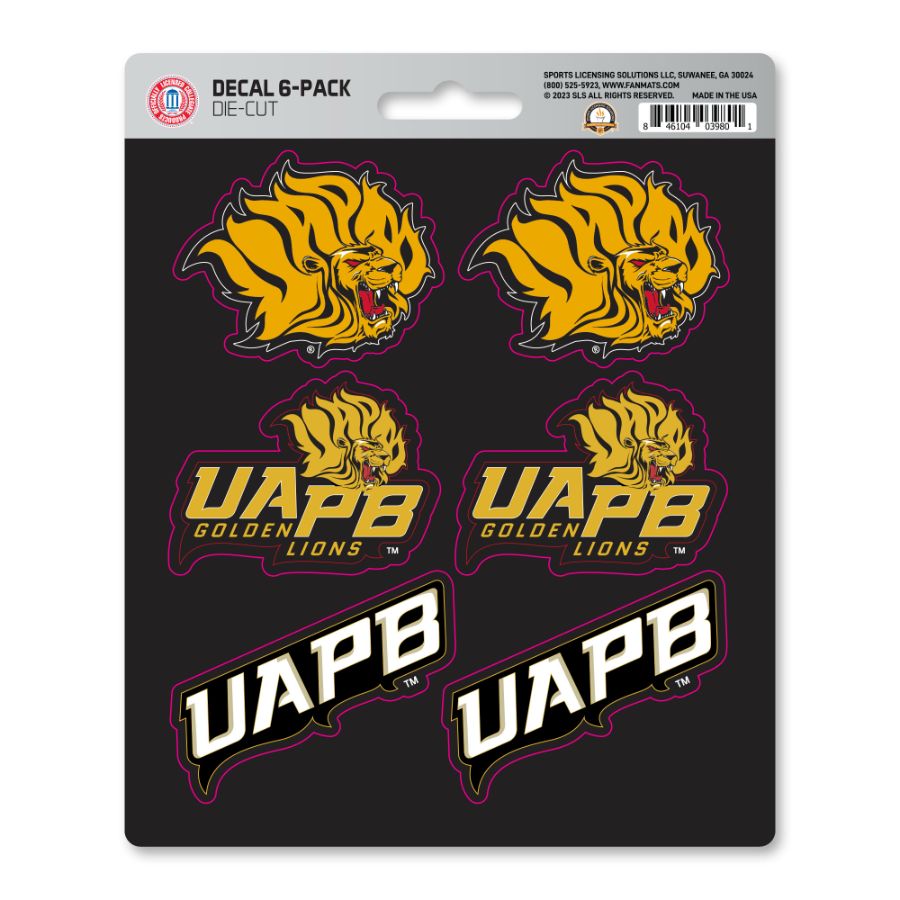University Of Arkansas-Pine Bluff Golden Lions - Set Of 6 Sticker Sheet ...