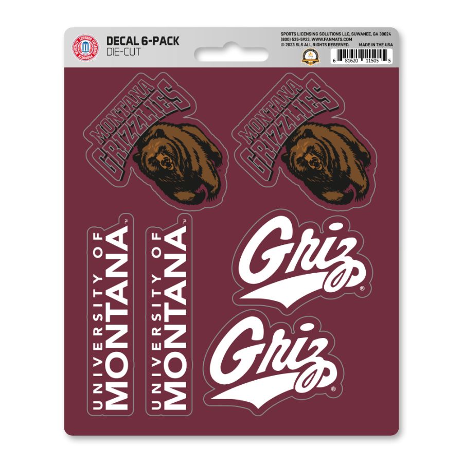 University Of Montana Grizzlies - Set Of 6 Sticker Sheet at Sticker Shoppe