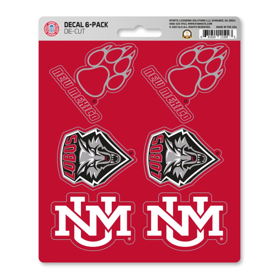 University of New Mexico Lobos - Set Of 6 Sticker Sheet at Sticker Shoppe