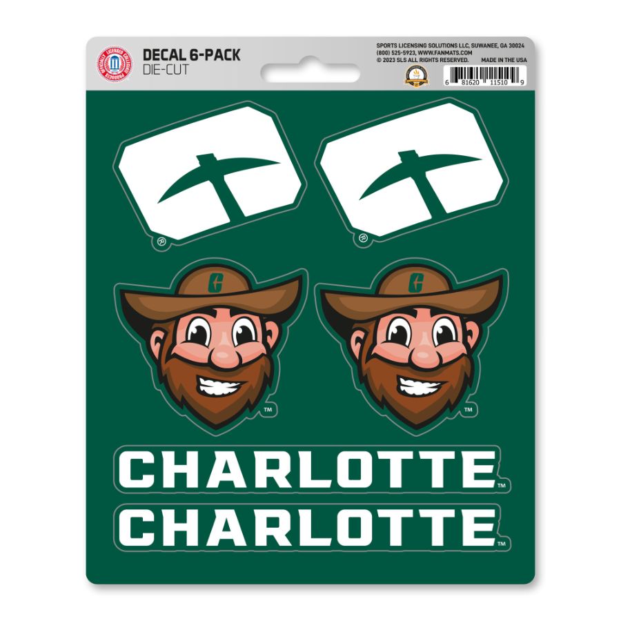 University Of North Carolina-Charlotte 49ers - Set Of 6 Sticker Sheet ...