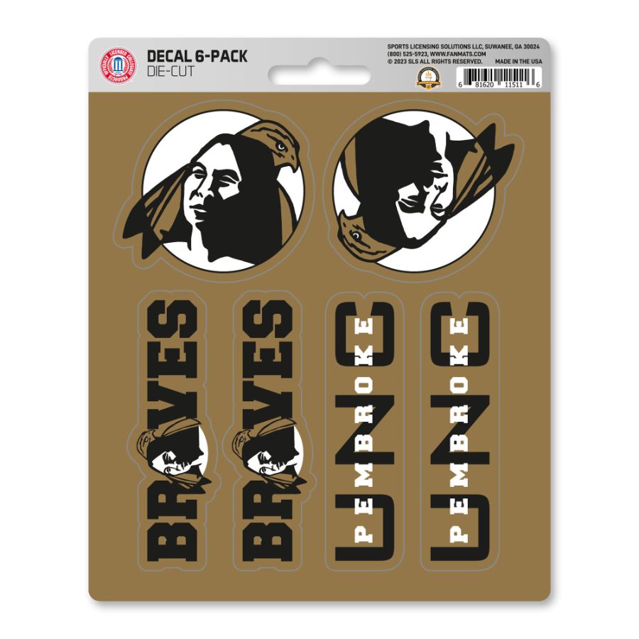 University of North Carolina-Pembroke Braves - Set Of 6 Sticker Sheet ...